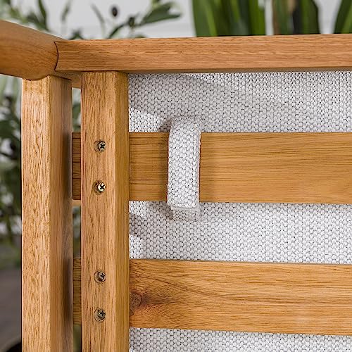 Walker Edison Dekian Modern Outdoor Spindle Style Triple Lounge, 75 Inch, Natural