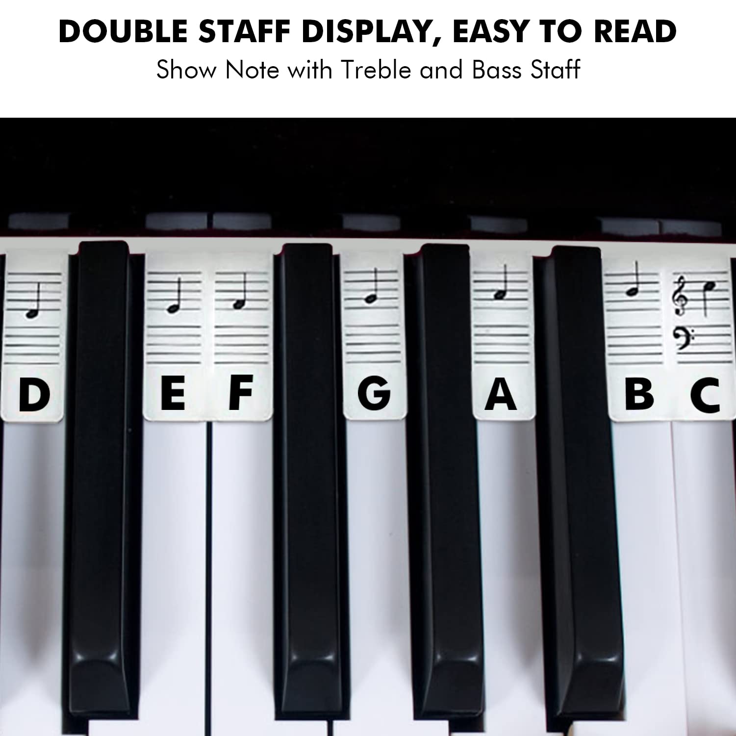 Removable Piano Keyboard Note Labels, Reusable Piano Notes Silicone Strips 88-Key Piano Music Notes Letter Label Guide Without Stickers, A Great Learning Tool for Beginner Piano Player of All Ages