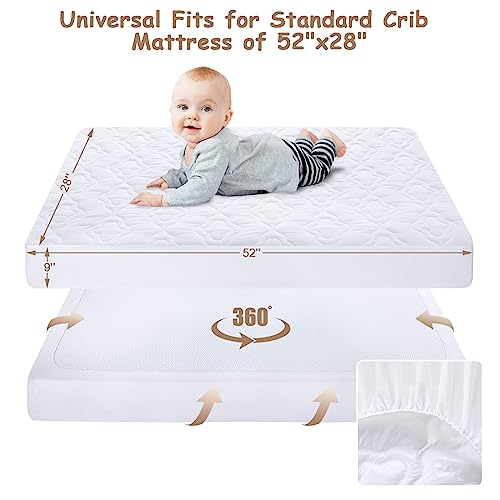 Looxii Waterproof Crib Mattress Protector 3 Pack Crib Mattress Pad Cover Soft and Breathable Absorbent Crib Toddler Mattress Cover