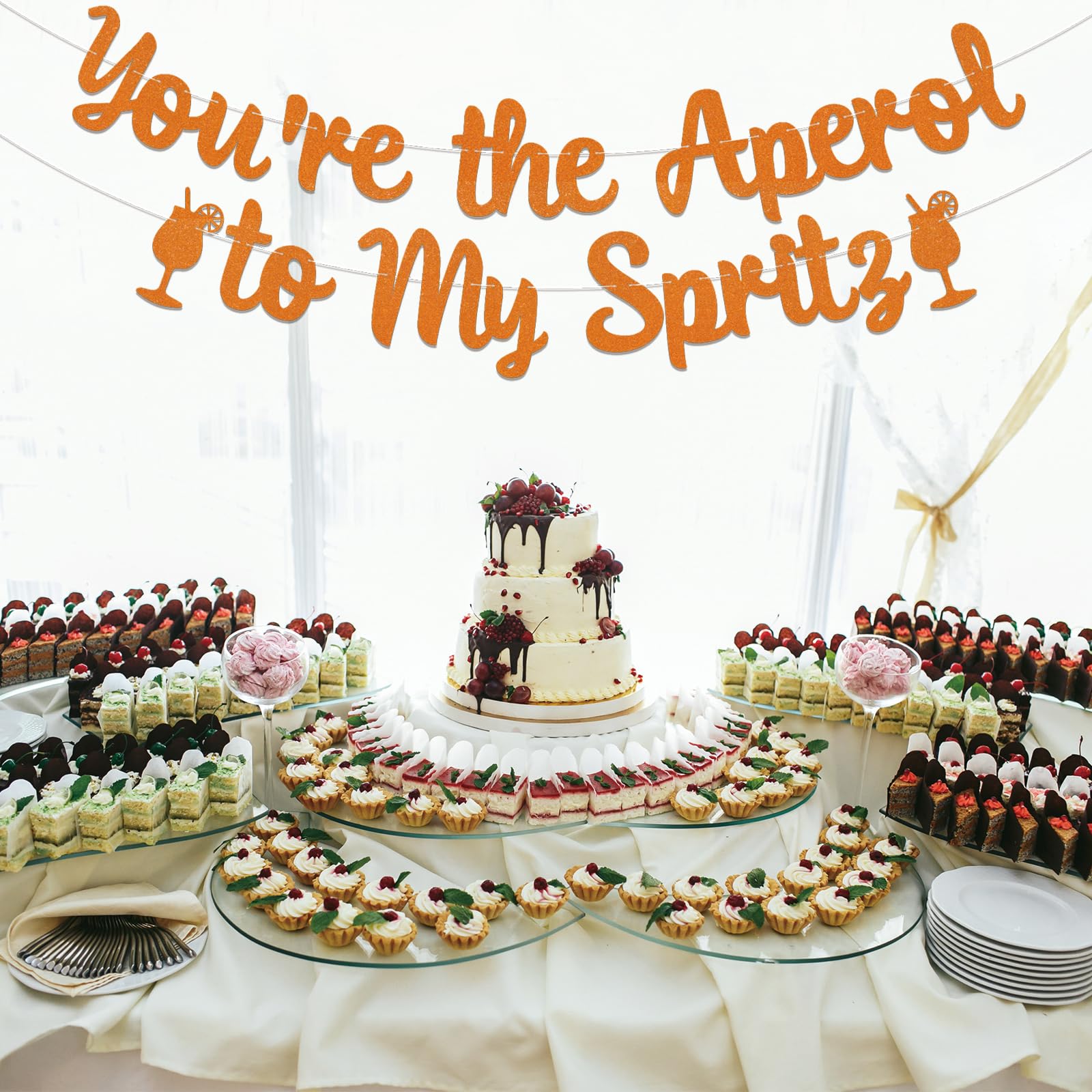 You're the Aperol to My Spritz Banner - Spritz O’Clock Bridal Shower Sign, Spritz Bar, Lemon Citrus Theme Bride to Be Wedding Engagement Party Decor Orange Glitter