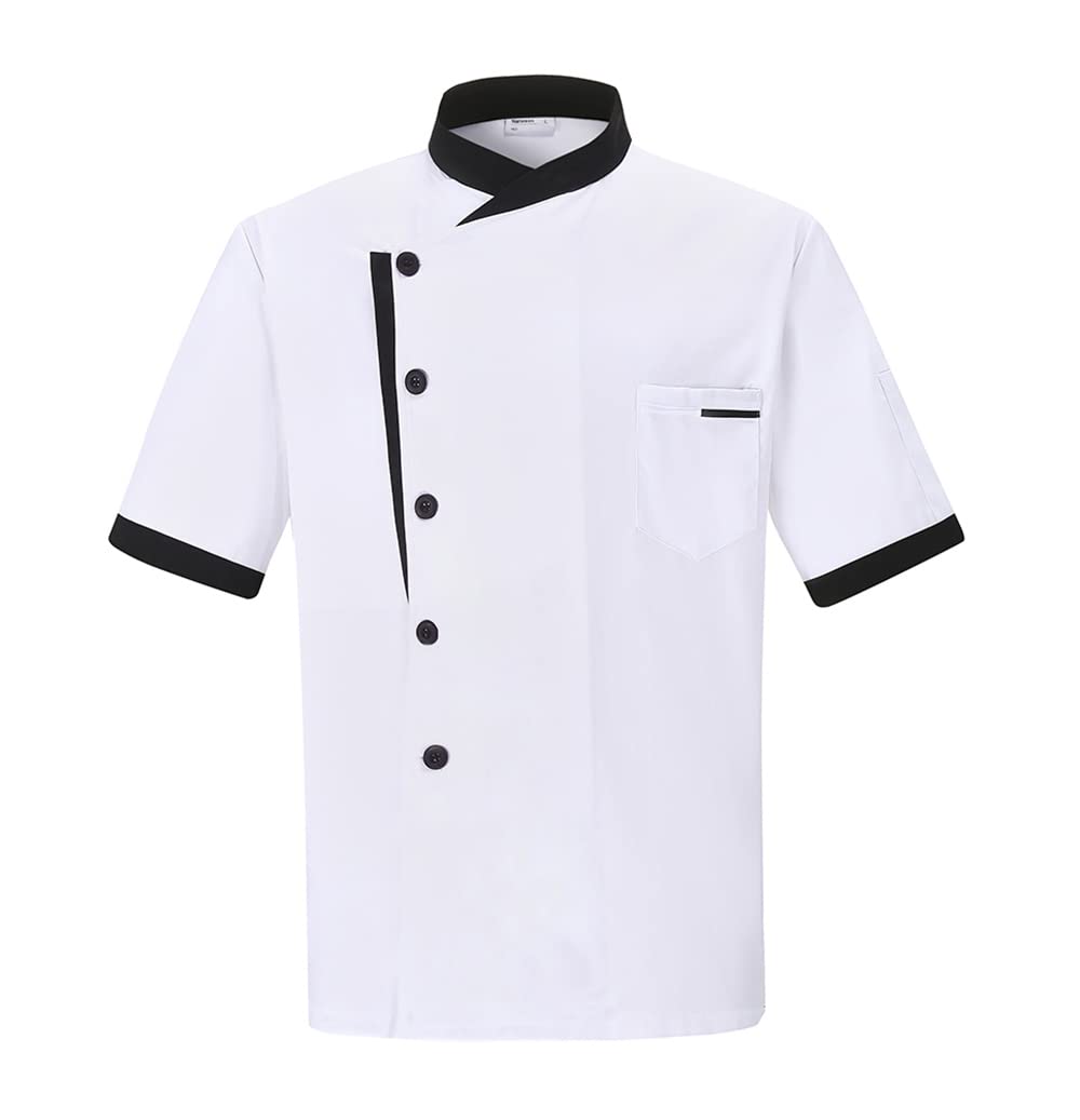 Nanxson Unisex Chef Jacket Men's Chef Coat Restaurant Kitchen Chef Uniform CFM0016 (White Shortsleeve, M)
