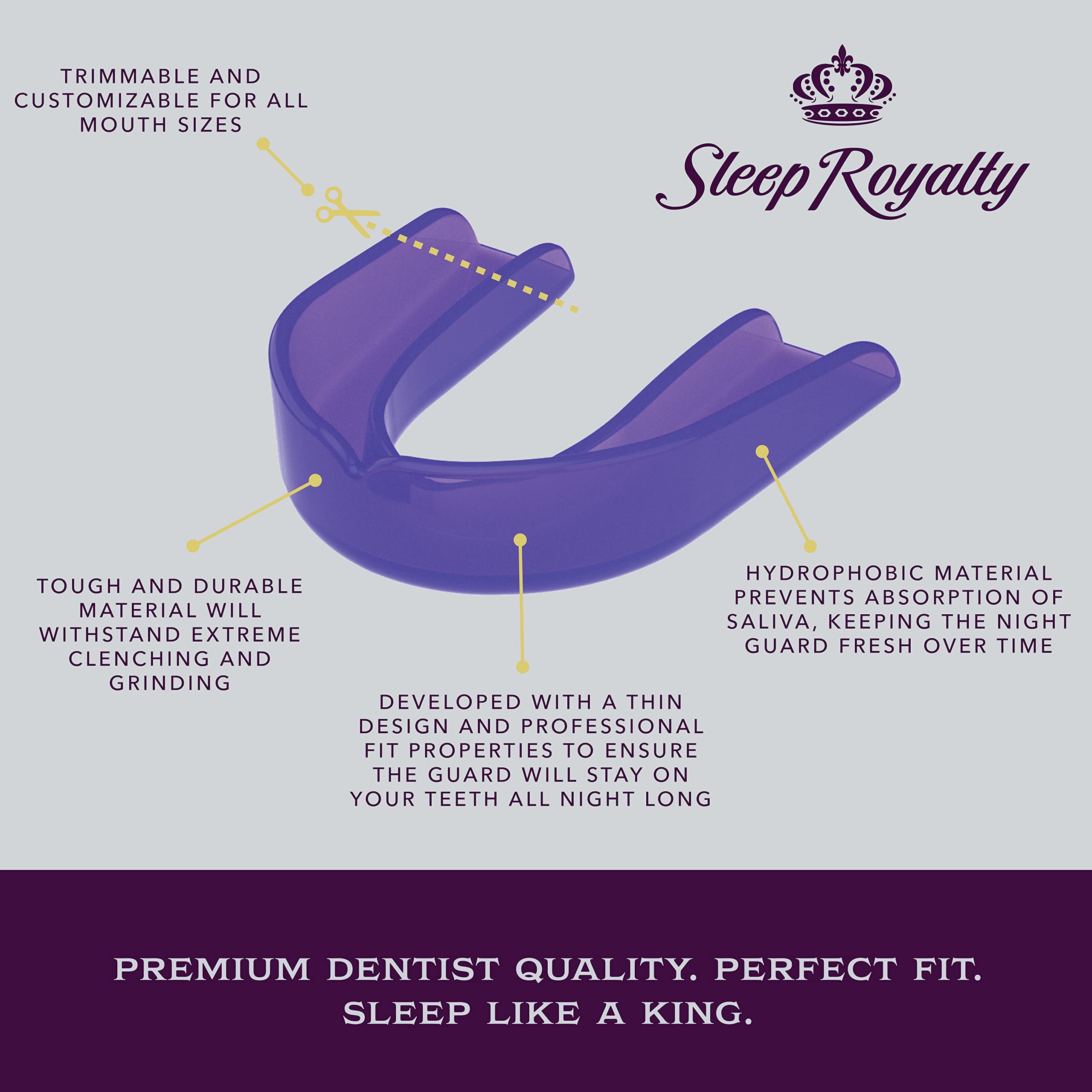Sleep Royalty Night Guard - Pack of 2 Premium Moldable Mouth Guards for Teeth Clenching and Grinding at Night (Purple), Protective Case Included