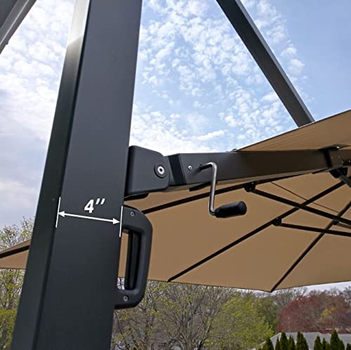 PURPLE LEAF 11 FT Square Patio Umbrella Large Outdoor Aluminum Umbrella Offset Umbrella with 360-degree Rotation Cantilever Umbrella for Garden Deck Backyard Pool, Beige