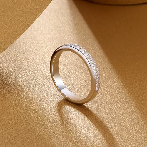 KRKC Engagement Rings for Women Promise Ring Eternity Rings 925 Sterling Silver White Gold CZ Wedding Bands Love Ring Stackable Ring Bridal Ring Sets, (3-Stone, Size 11)