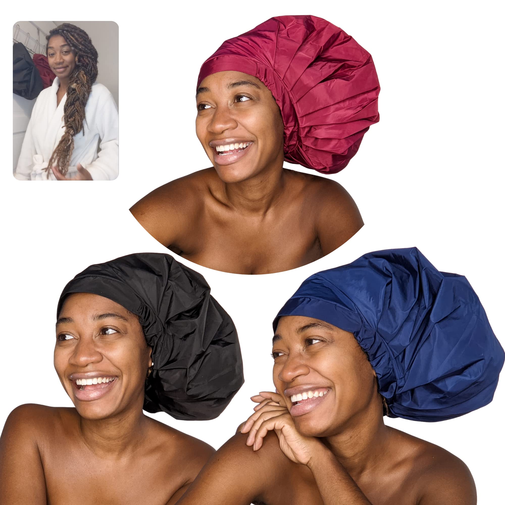Shower Cap XL and Jumbo Bundle for Braids and Locs