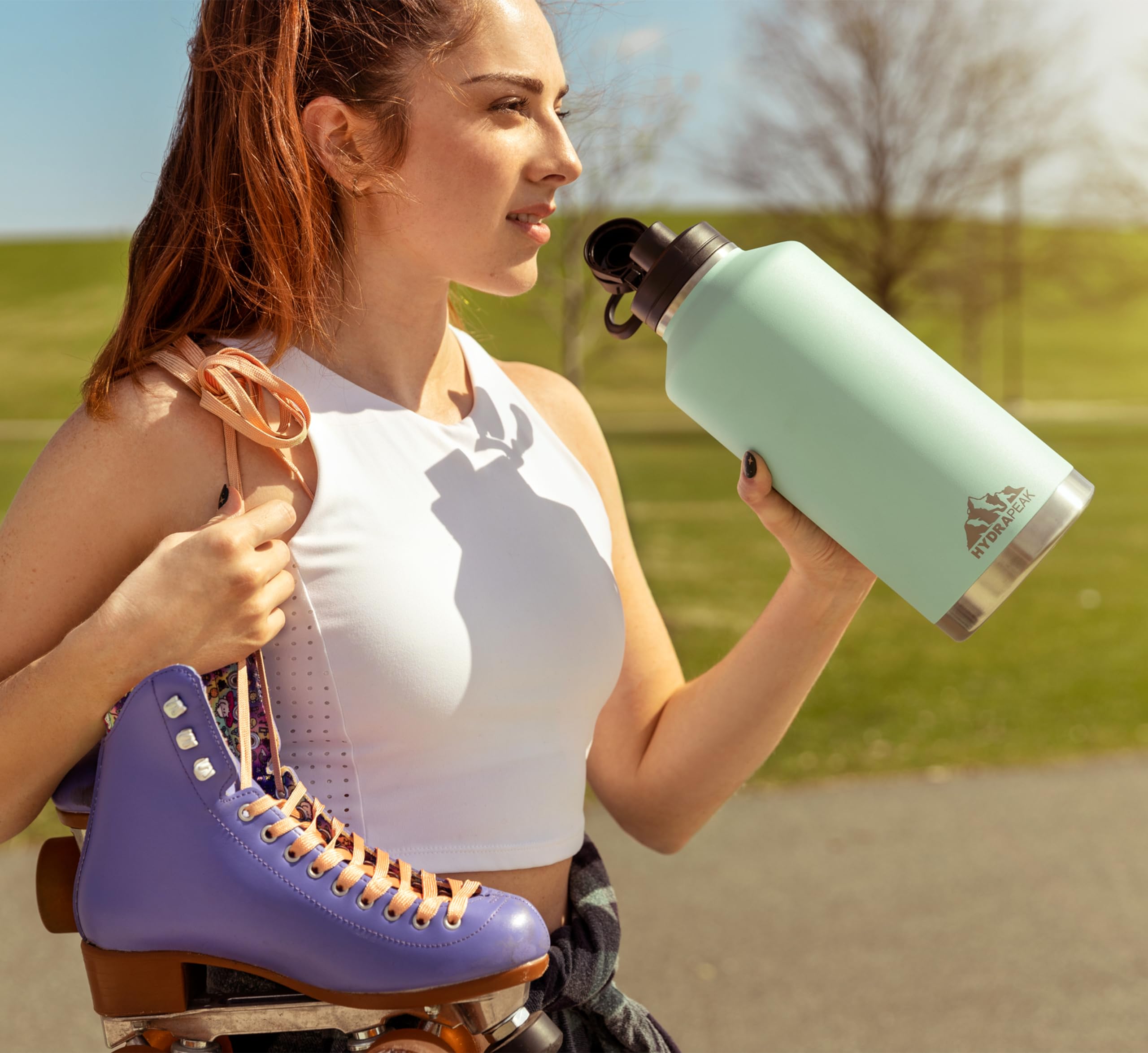 Hydrapeak 72 oz Large Insulated Water Bottle, Leak Proof Water Bottle for Hot & Cold Liquid, 72oz Water Bottles, Water Jug, Stainless Steel (Lavender)