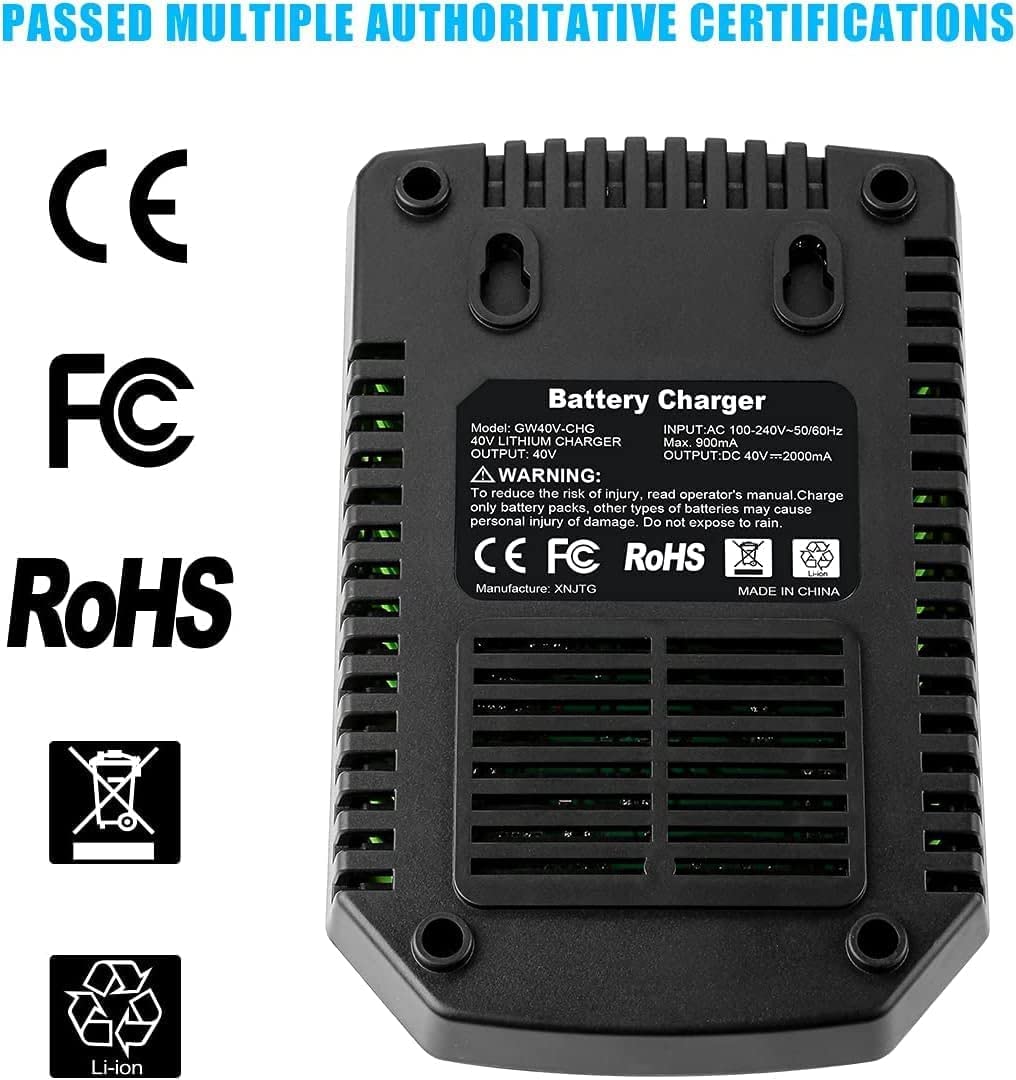 Powilling Replacement Charger Compatible with Greenworks 40V Battery Charger Lithium Ion 29482 29462 29472 2901319 2938302 BAF702 L-300 BAF704 BAF705 Compatible with 40V G-MAX Power Tools