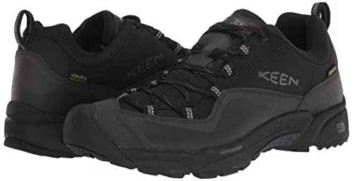 KEEN Men's Wasatch Crest Low Height Offset Laces Waterproof Hiking Shoes, Black/Magnet, 8.5