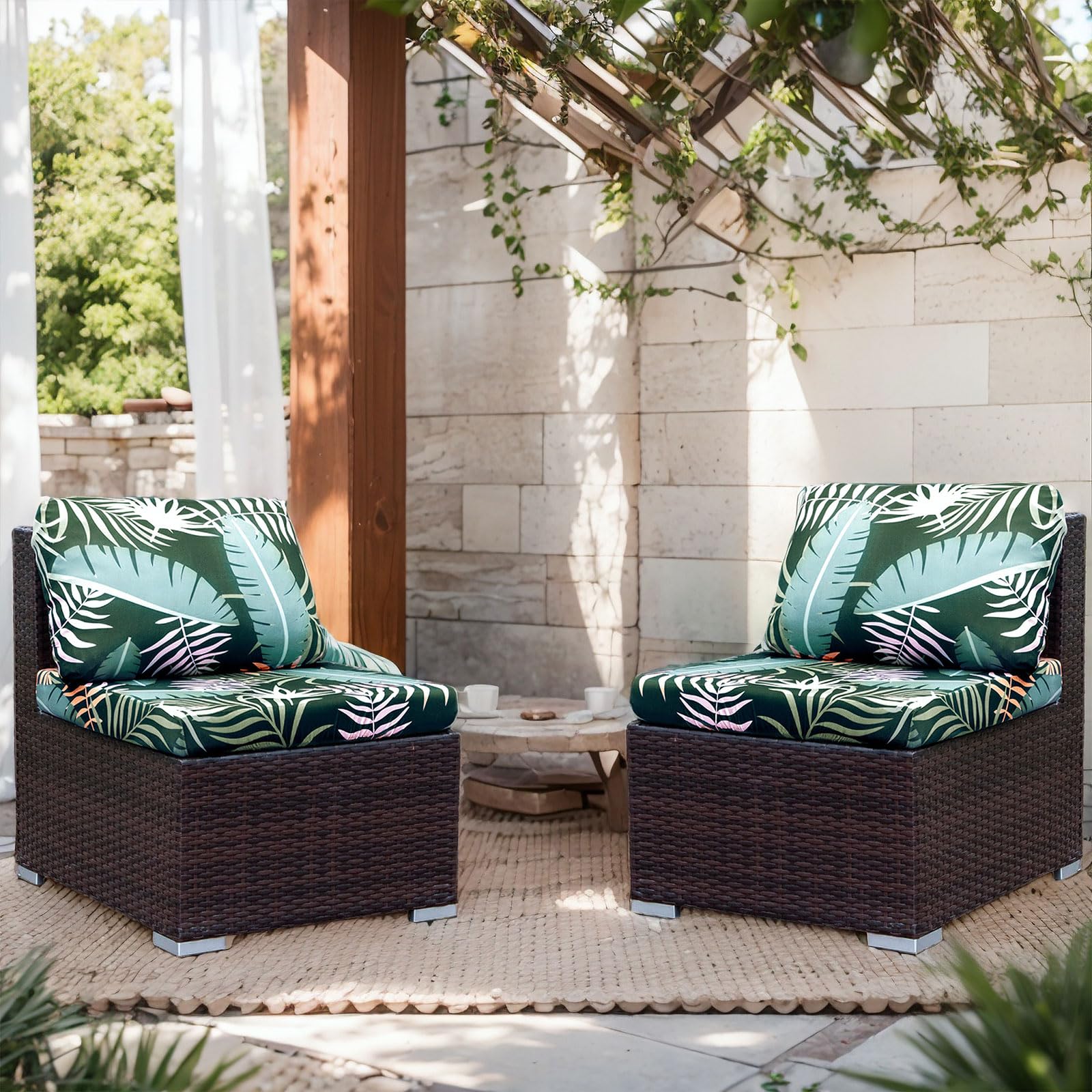 TOPCHANCES 6Pcs Printed Couch Cushion Covers,Stretch Cushion Cover Replacement Seat Cushion Cover Patio Furniture Cushions Couch,Pattern Sofa Slipcovers