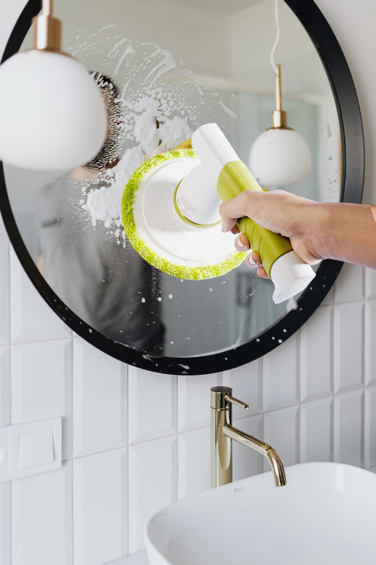 RONNA Electric Spin Scrubber Cordless and Rechargeable Bathroom/Shower Cleaning Brush for Wall/Tile Floor//Bathtub/Toilet/Bathroom/Window with 4 Replaceable Cleaning Brush Heads