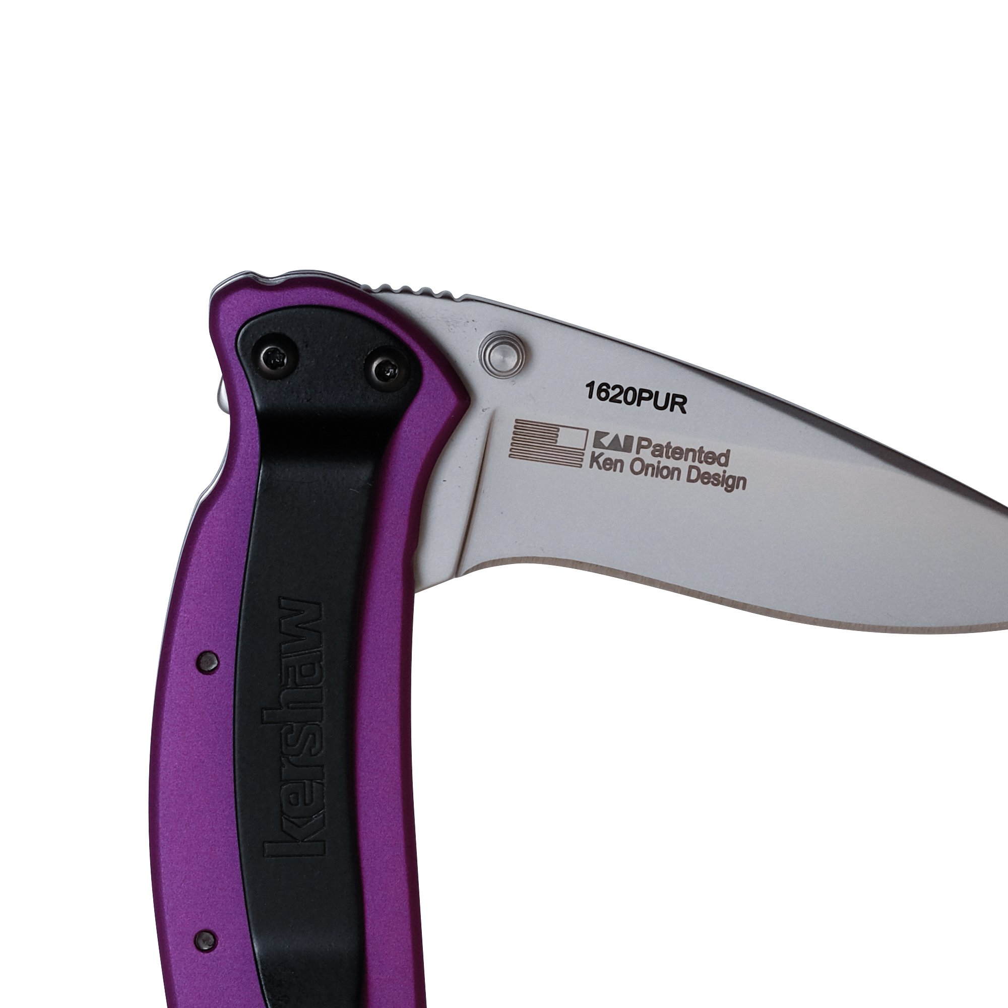 Kershaw Purple Scallion Pocket Knife, 2.25β Stainless Steel Blade with Assisted Opening, Aluminum Handle with Single-Position Pocketclip, Small Folding Knife