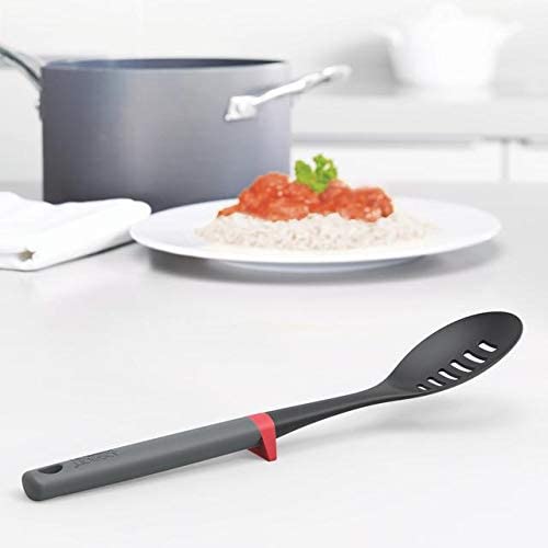 Joseph Joseph Duo Slotted Spoon with Integrated Tool Rest, One Size, Red/Grey