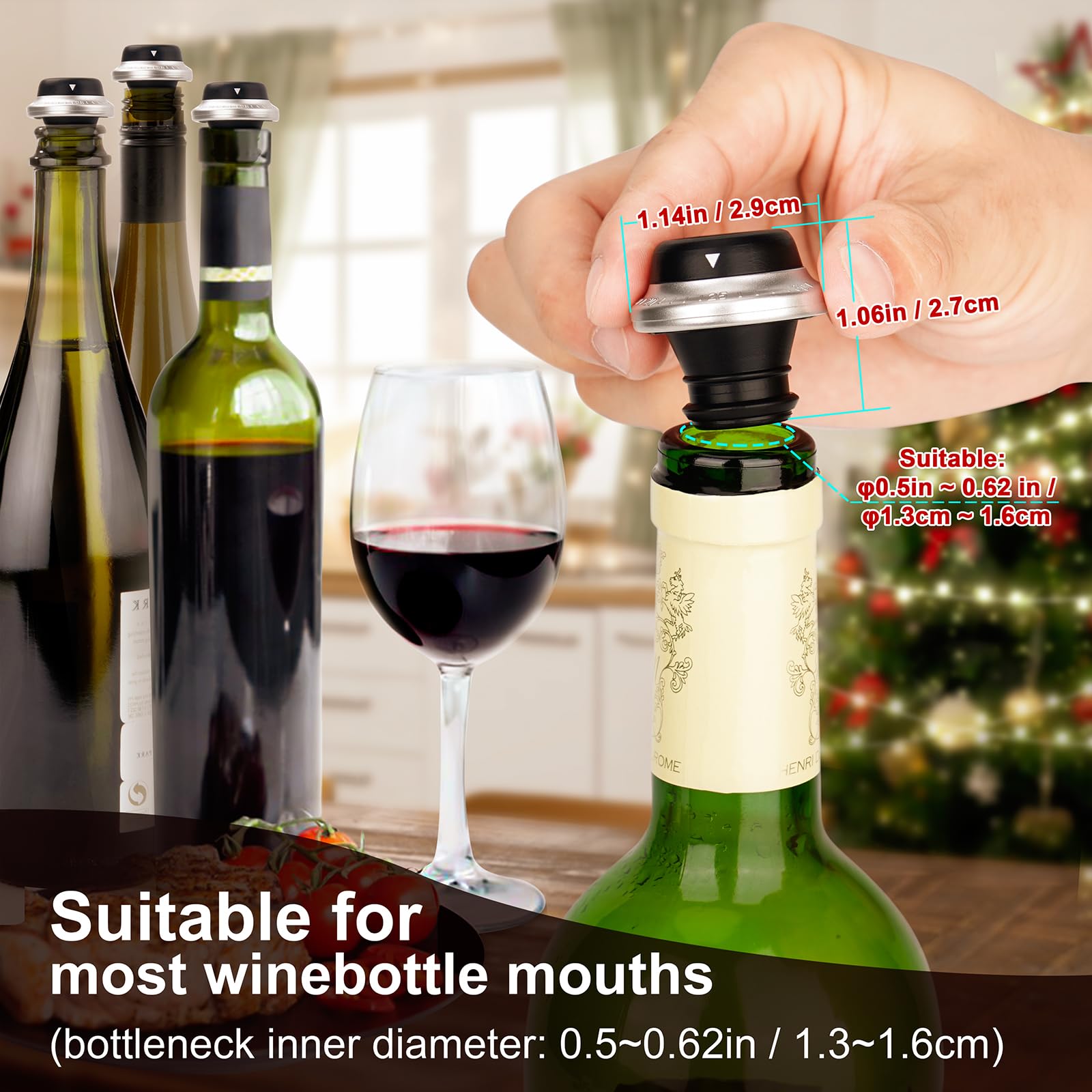 MetroTesco Electric Wine Preserver Vacuum Pump, Auto Wine Stopper Vacuum, Wine Saver Pump with 6 Wine Bottle Stoppers + 1 Foil Cutter, Gift Sets for Wine Lovers Keep Wine Fresh