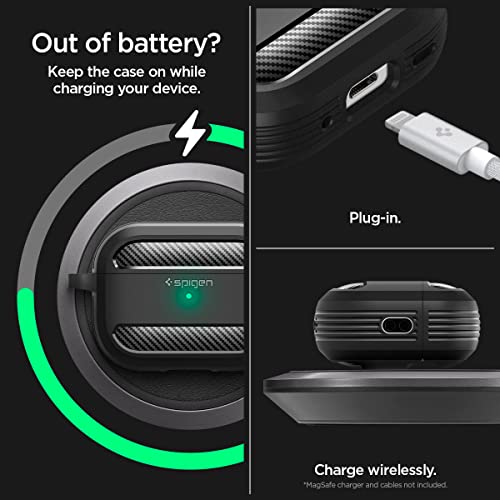 Spigen AirPods Pro 2nd Generation Rugged Armor Case and Lanyard Strap Designed for AirPods Pro 2 (2022) - Black