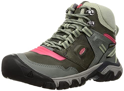 KEEN Women's Ridge Flex Mid Height Waterproof Hiking Boots, Castor Grey/Dubarry, 7.5