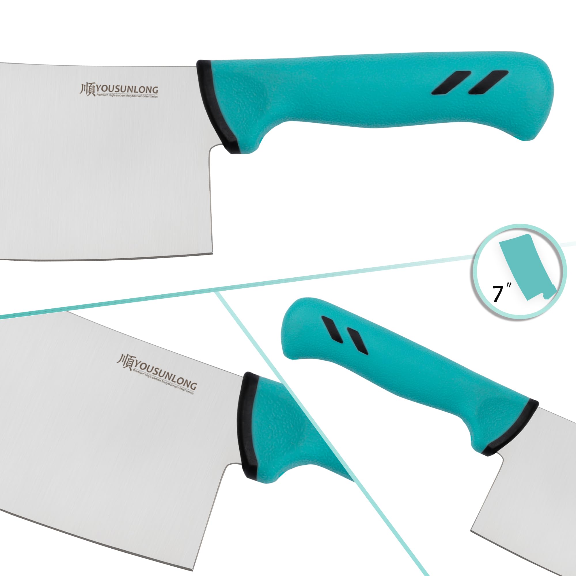 YOUSUNLONG Chopping Knife - 8 Inch Meat Cleaver and Vegetable Kitchen Knives - Premium High Carbon Molybdenum Steel Blade - Razor Sharp - Ergonomic & Non-slip Handle