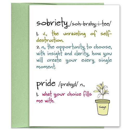 Recovery Cards - Sobriety Greeting Card - Sober Anniversary Cards - Motivation Cards for AA Recovery - Sober Cards - Alcoholic Recovery - Card and Envelope Set - Blank inside