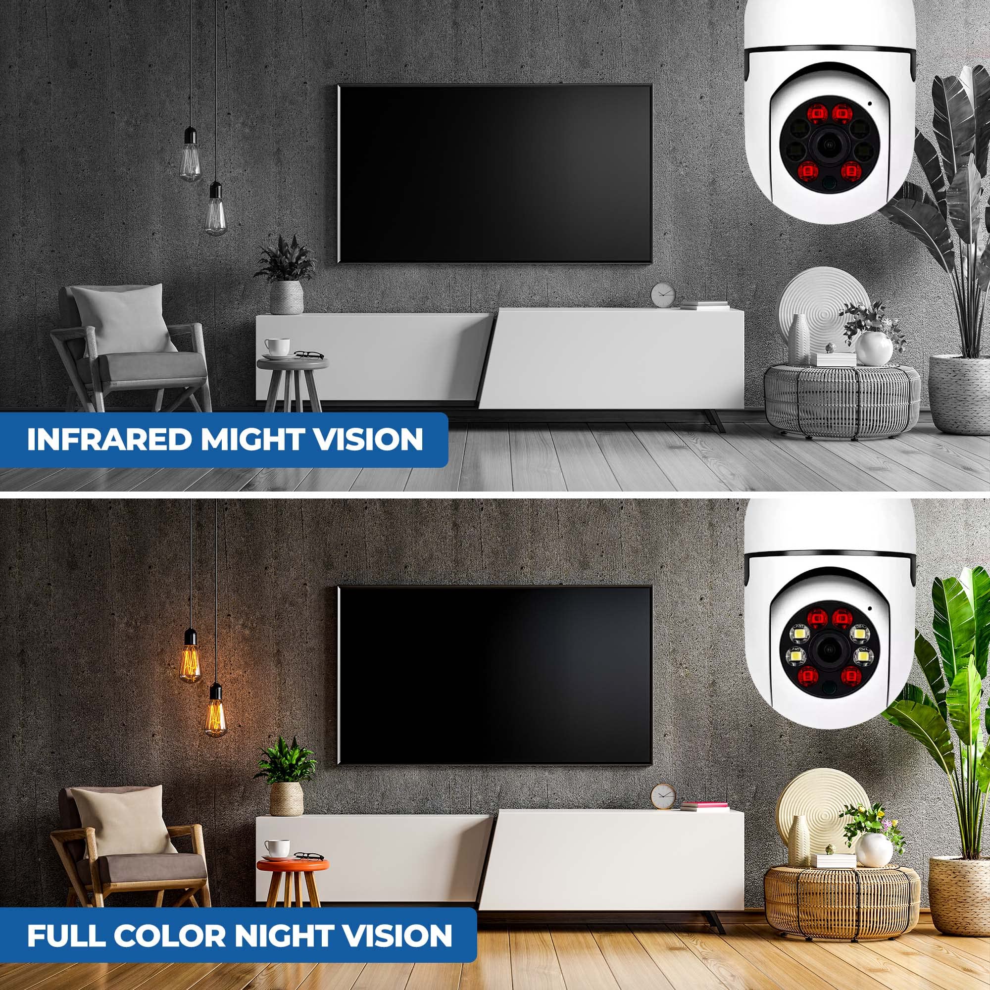 SkyQ Light Bulb Security Camera Wireless Indoor/Outdoor Porch Areas - 2.4GHz/5GHz WiFi 360° Panoramic Viewing-Real time Motion Detection Alerts-Night Vision-Two Way Audio - Compatible with Alexa