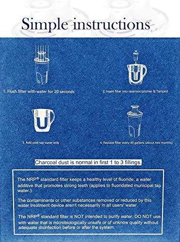 NRP 6-pack Water Jug Activated Charcoal Filter Replacement for BRITA Classic 35557, OB03, 107007 pitcher & dispenser | 40-gallons per filter