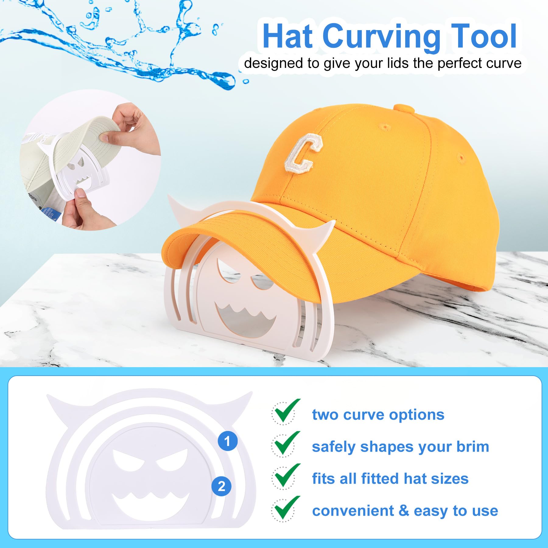 Rihogar Hat Washer Cage Hat Cleaner, Baseball Cap Washing Cage, Hat Washer for Washing Machine Fit for Adult and Kids' Caps, Including Hat Rack, 2 Pack White