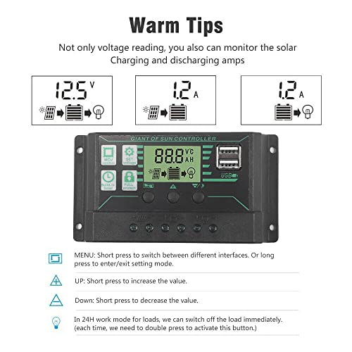 Paddsun 200W 12V Solar Panel Battery Charger Kit Monocrystalline PV Module for Car RV Marine Boat Caravan Off Grid System with 100A Charge Controller+Extension Cable