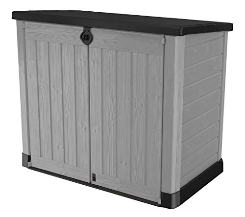 Keter Store-It-Out Ace 4.75 x 2.7 Foot Resin Outdoor Storage Shed with Easy Lift Hinges, Perfect for Trash Cans, Yard Tools, and Pool Toys - Bin Opening Kit Included