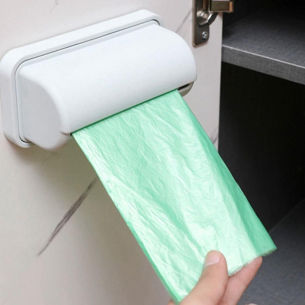 White Plastic Trash Bag Dispenser Roll Holder, Kitchen Storage and Organization Accessories