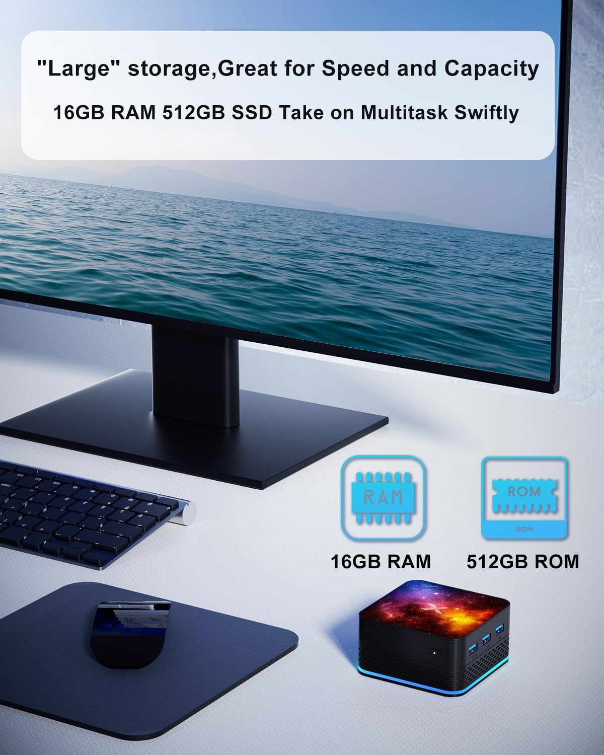 RINGREAT Mini PC Computers 16GB RAM DDR4 512GB ROM SSD 11th Gen N5105(up to 2.9GHz) Portable Micro Desktop Computer with Dual Gigabit Ethernet,Dual WiFi,BT4.2, Support 4K 3* USB 3.1 3*HDMI