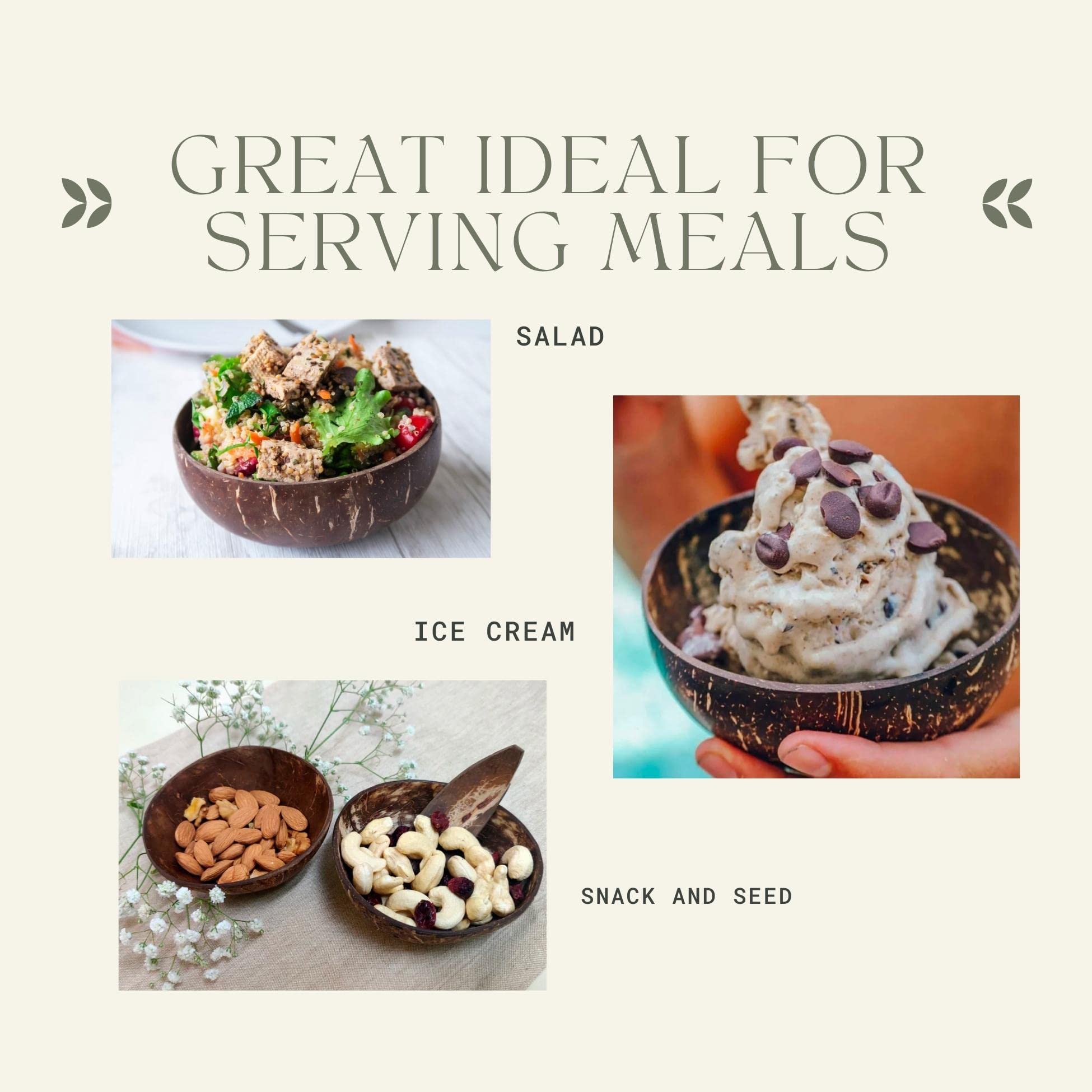 Natural Craft Coconut Bowls and Spoons set (Set of 4)