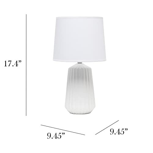 Simple Designs LT1119-OFF Pleated English Ceramic Base Bedside Table Lamp, Off White