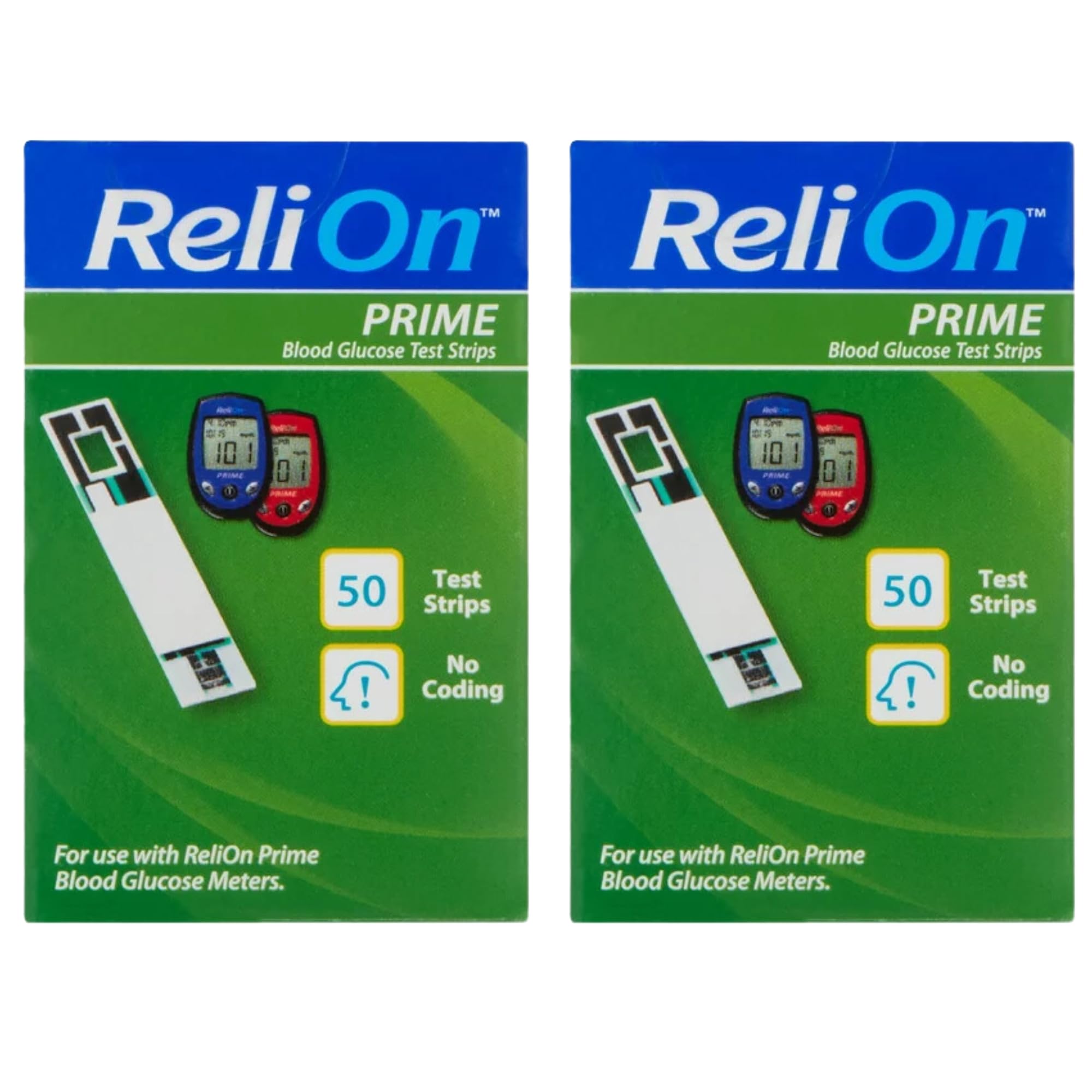 ReliOn Prime Blood Glucose Test Strips | Blood Glucose Test Strips | Test Strips for Diabetes | Blood Sugar Test Strips | Relion Prime | Reli On Prime Test Strips 50 Count (2 Pack) + STS Sticker