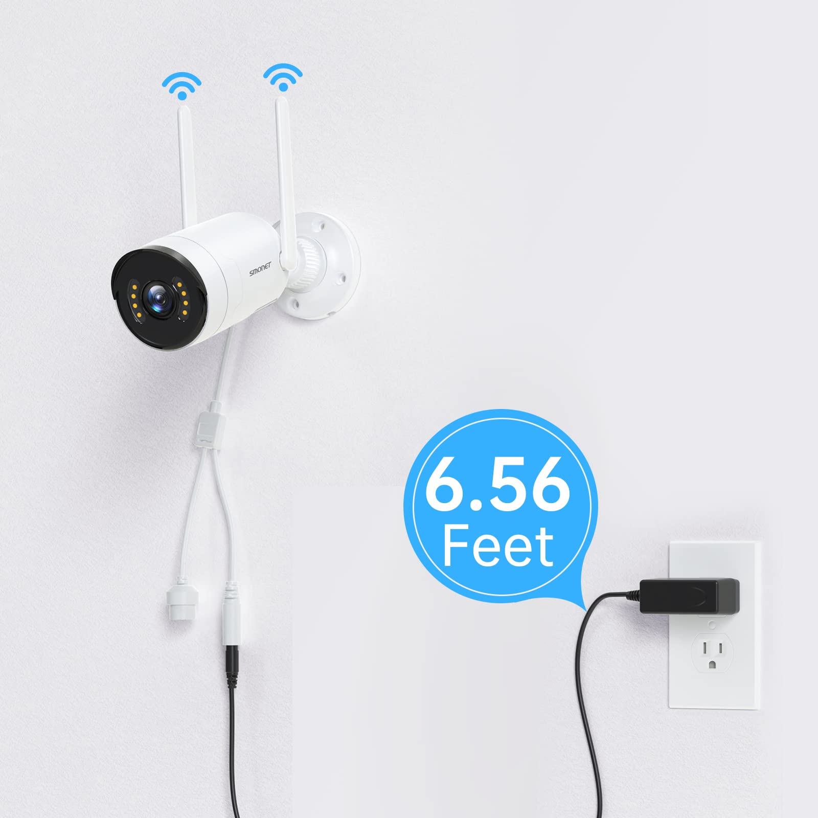 SMONET 3MP WiFi Camera Without DC Charger, Please Check If It can Works for Your Model. Replacement and Extra Camera Camera System,Two Way Audio,SpotLights Night Vsion