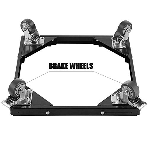 SPACECARE Mobile Roller with 2 Locking Wheels - Adjustable Furniture Dolly with Steady Steel Frame Washing Machine Stand Black Refrigerator Base Moving Cart