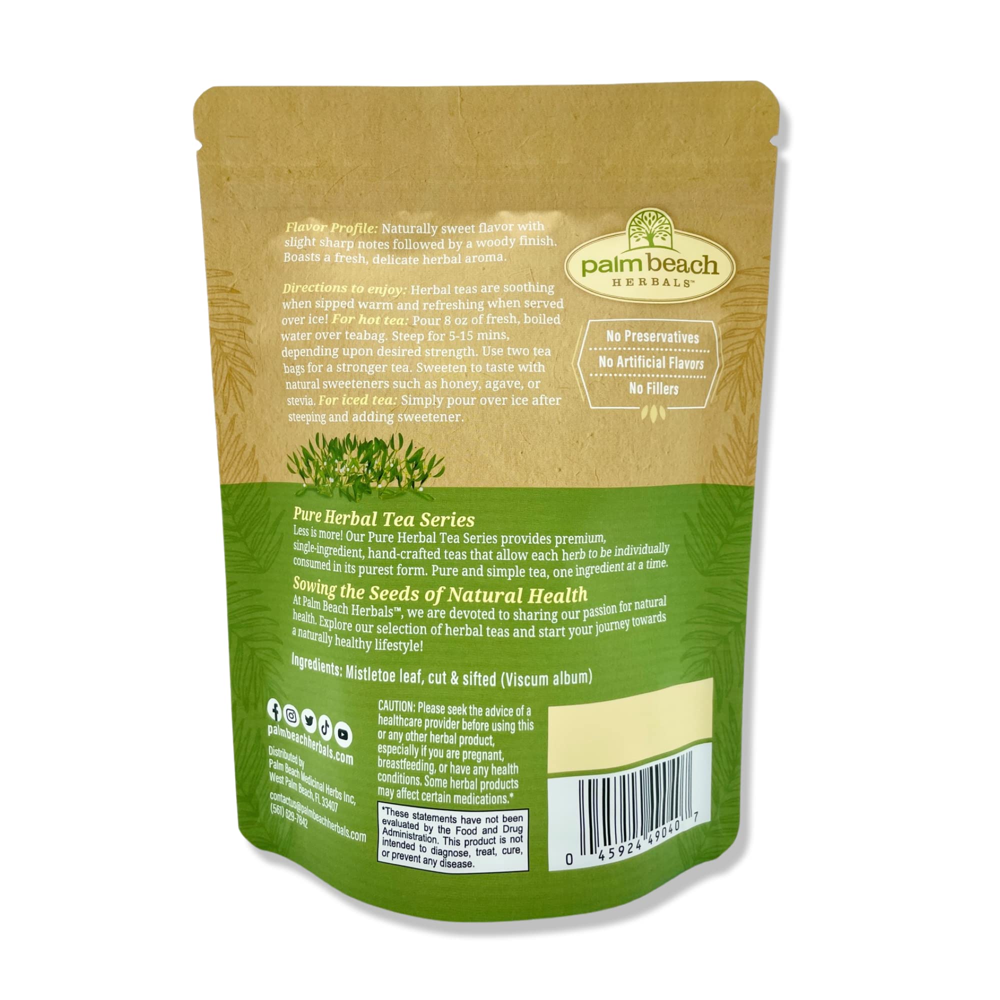 Mistletoe Tea - Pure Herbal Tea Series by Palm Beach Herbals (30ct) [Packaging May Vary]