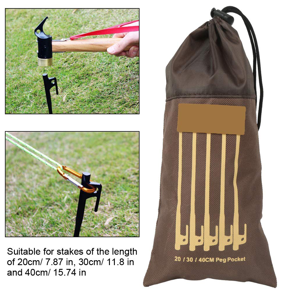 Keenso 2 Pcs Portable 600D Oxford Cloth Camping Nail Bag Camping Tent Stake Bag Tent Nail Hammer Stake Storage Bag