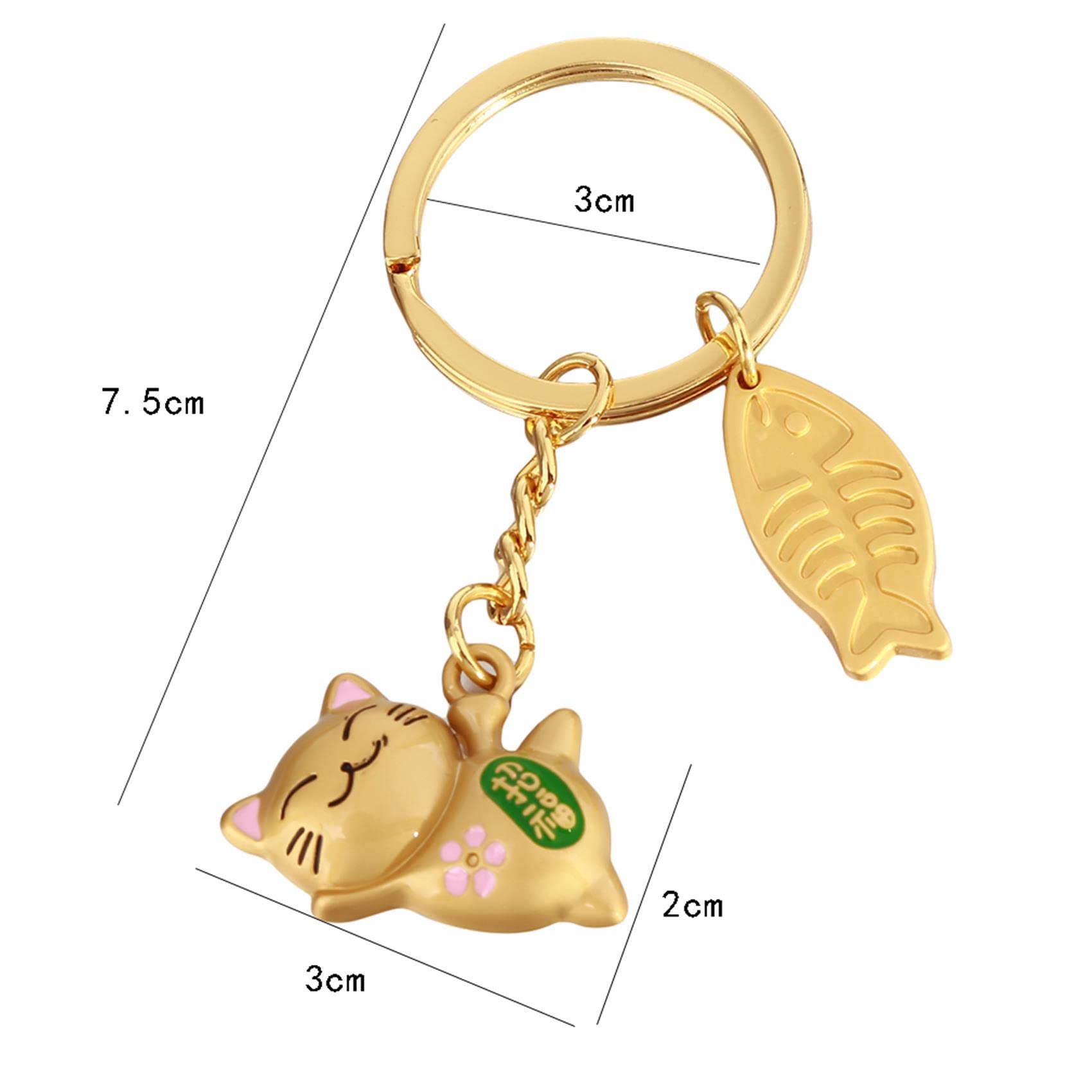 Kshcf Lucky Cat Keychain Cat Keyring Bag Cat and Fish Hanging Pendant Keyholder Ornaments New year decoration