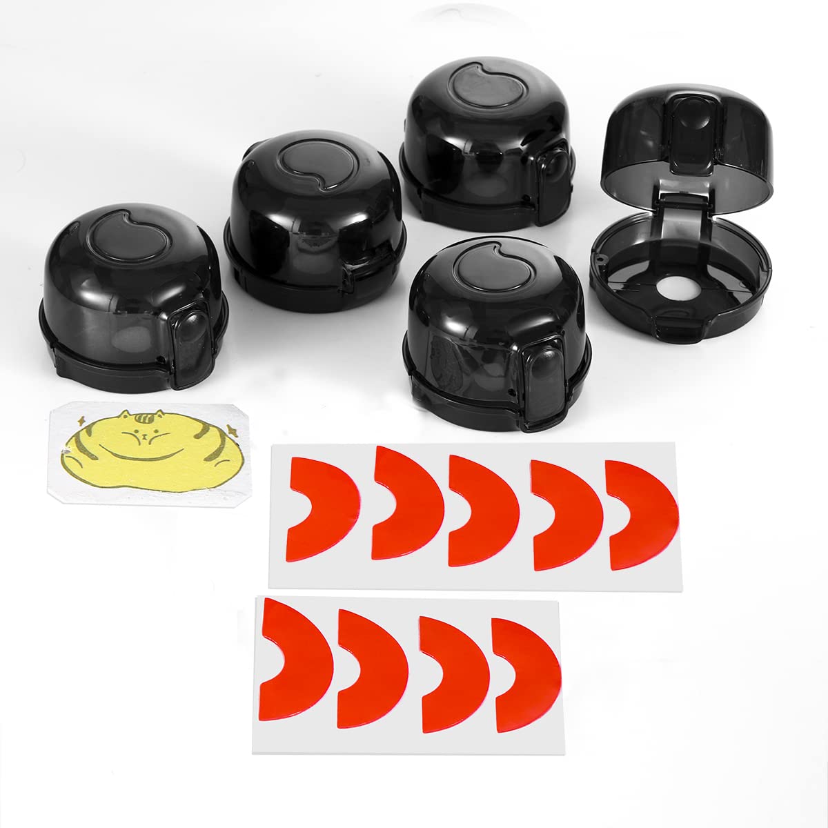 Stove Knob Covers Child Safety - Pack 5 Upgraded Double-Key Locks Gas Stove Knob Covers, Oven Stove Baby Proof Knobs for Gas Range Guard Kitchen Childproof/Kids Proofing, Universal Clear Black