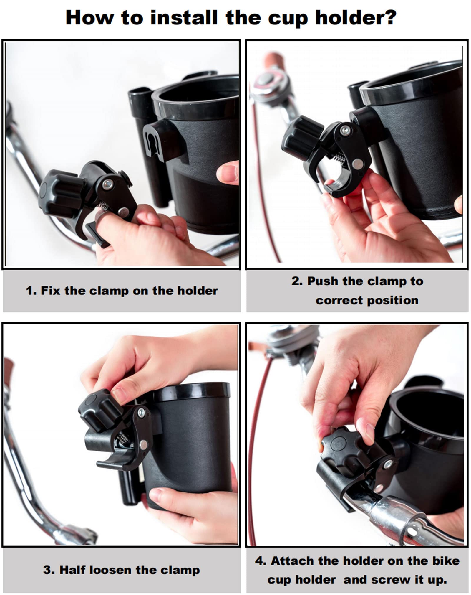 Stroller Cup Holder, Universal 3-in-1 Bike Cup Holder with Phone and key holder for Motorcycle, Stroller, Bike, Adjustable Wheelchair Cup Holder