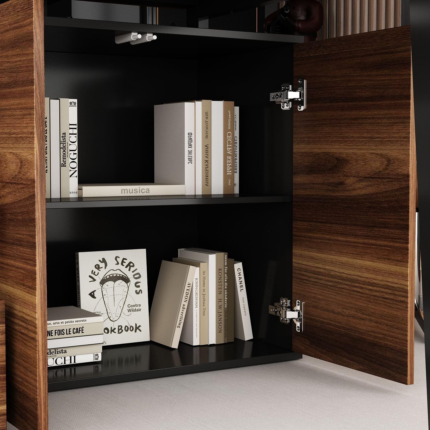 TAMUNE L-Shaped Corner Desk with Drawers, Office Desk Executive Desk with Storage Cabinet, Computer Desk with Black Metal Leg Frame, for Home Office Deep Brown and Black (54.3”W x 40.9”D x 29.1”H)
