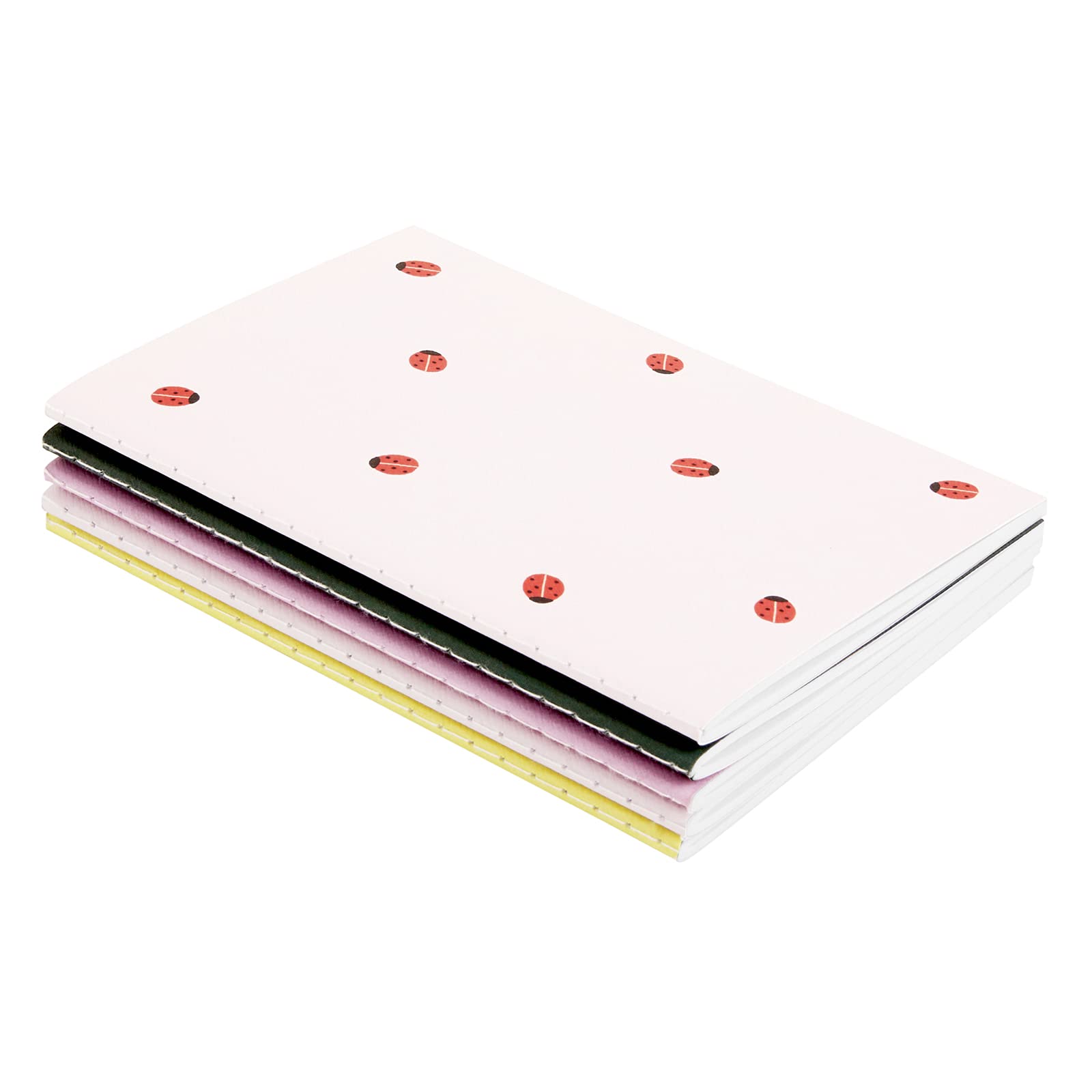 kikki.K Slow Down Collection - A6 Stitch Notebooks 5pk in Multi-Color, 5 Unique Illustrated Designs, Perfect for Taking Notes, Lined Paper, 52 Pages, 5.83" L x 4.13" W x 0.20" H
