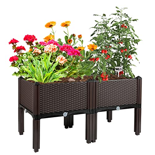 Raised Garden Bed with Legs Planters for Large planters Outdoor Plants Elevated Plastic Garden Planter Boxes Plant pots for Patio Backyard Porch Deck to Planting Flowers Vegetables and Herbs