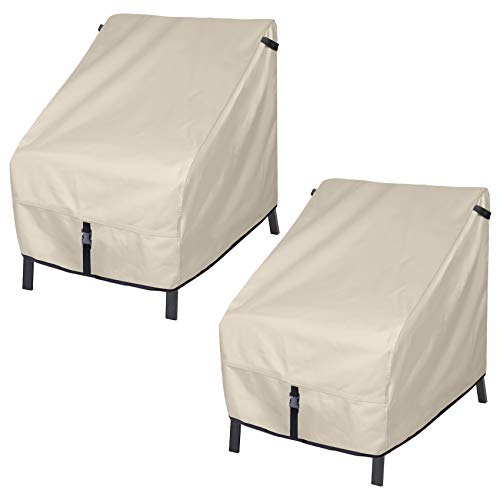 Porch Shield Patio Chair Covers - Waterproof Outdoor Lounge Deep Seat Adirondack Chair Cover 2 Pack - 34W x 37D x 36H inch, Beige