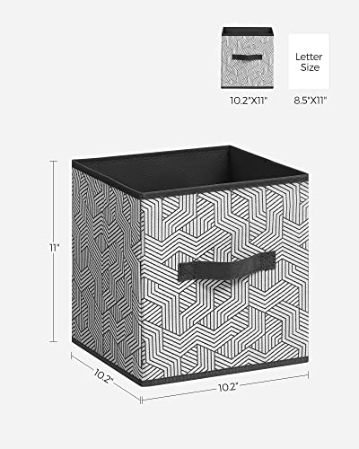 SONGMICS Storage Cubes, Set of 6 Non-Woven Fabric Storage Bins, Cube Drawers for Shelves and Closet Storage, Foldable, for Clothes Toys, Gray with Zigzag Pattern UROB016G01