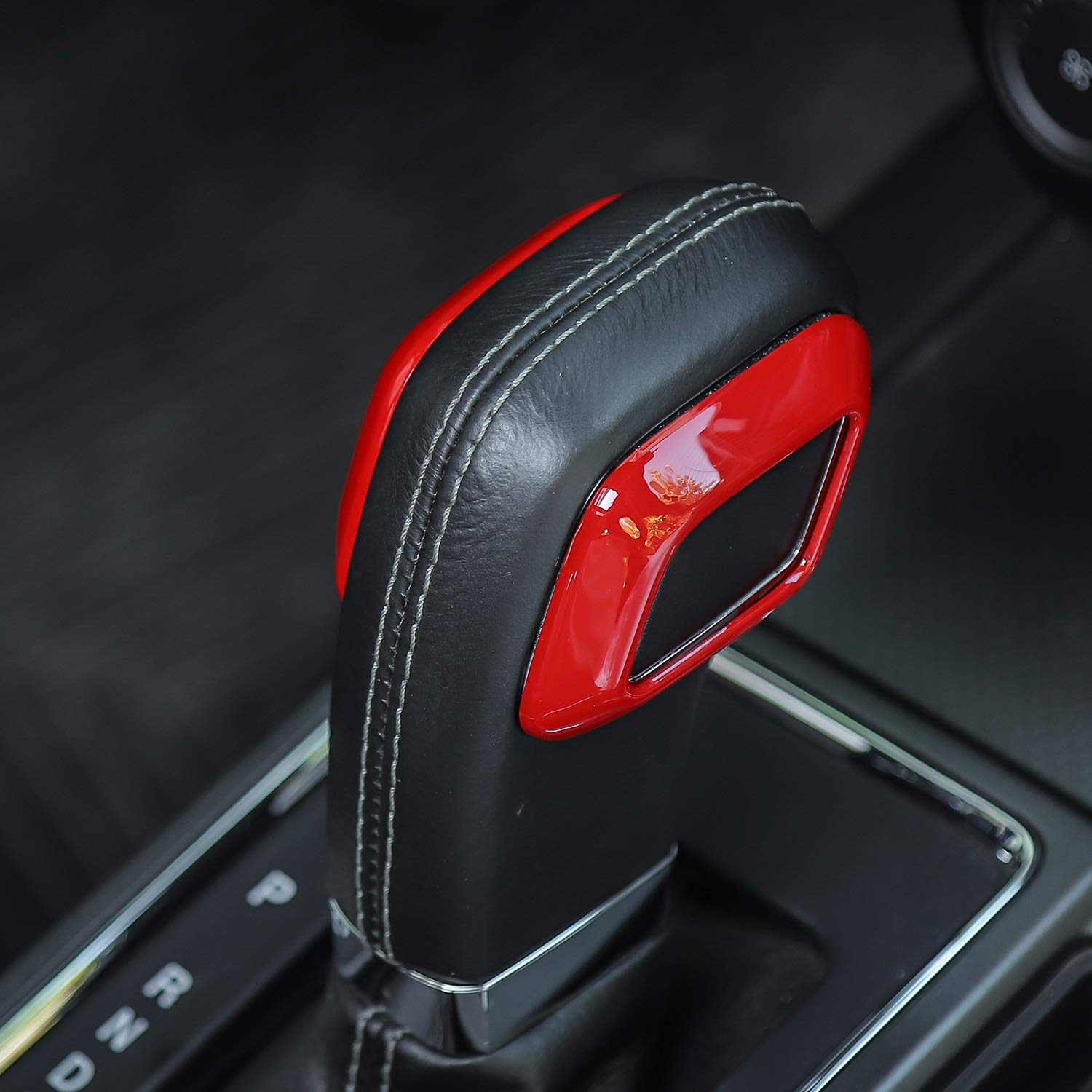 JeCar for Ford F150 Gear Shifter Head Trim Cover Frame Deacorative Trim Cover Frame for Ford F150 2015 2016 2017 (Red)