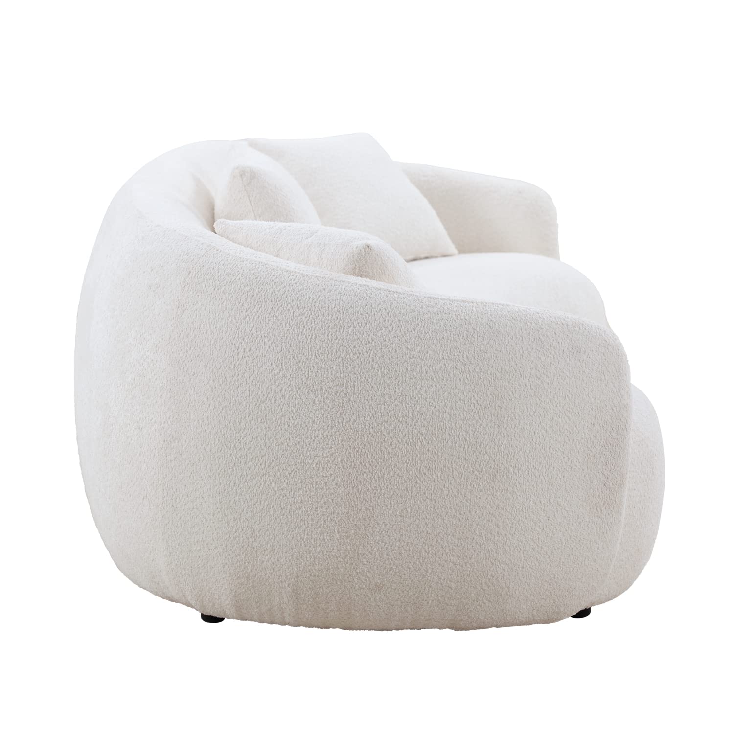 SSC SATISUNCASA 93.6'' Modern Boucle Curved Sofa for Living Room, Luxury Modern Comfy Curved Couch for Apartment, Reception Place, 4 Seater (White Boucle + 93.6" w)
