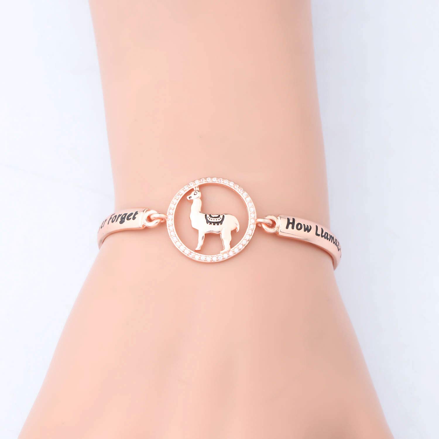 KUIYAI Never Forget How Llamazing You are Bangle Llama Gift Cute Alpaca Charm Bracelet (BR-LlamazingRG)