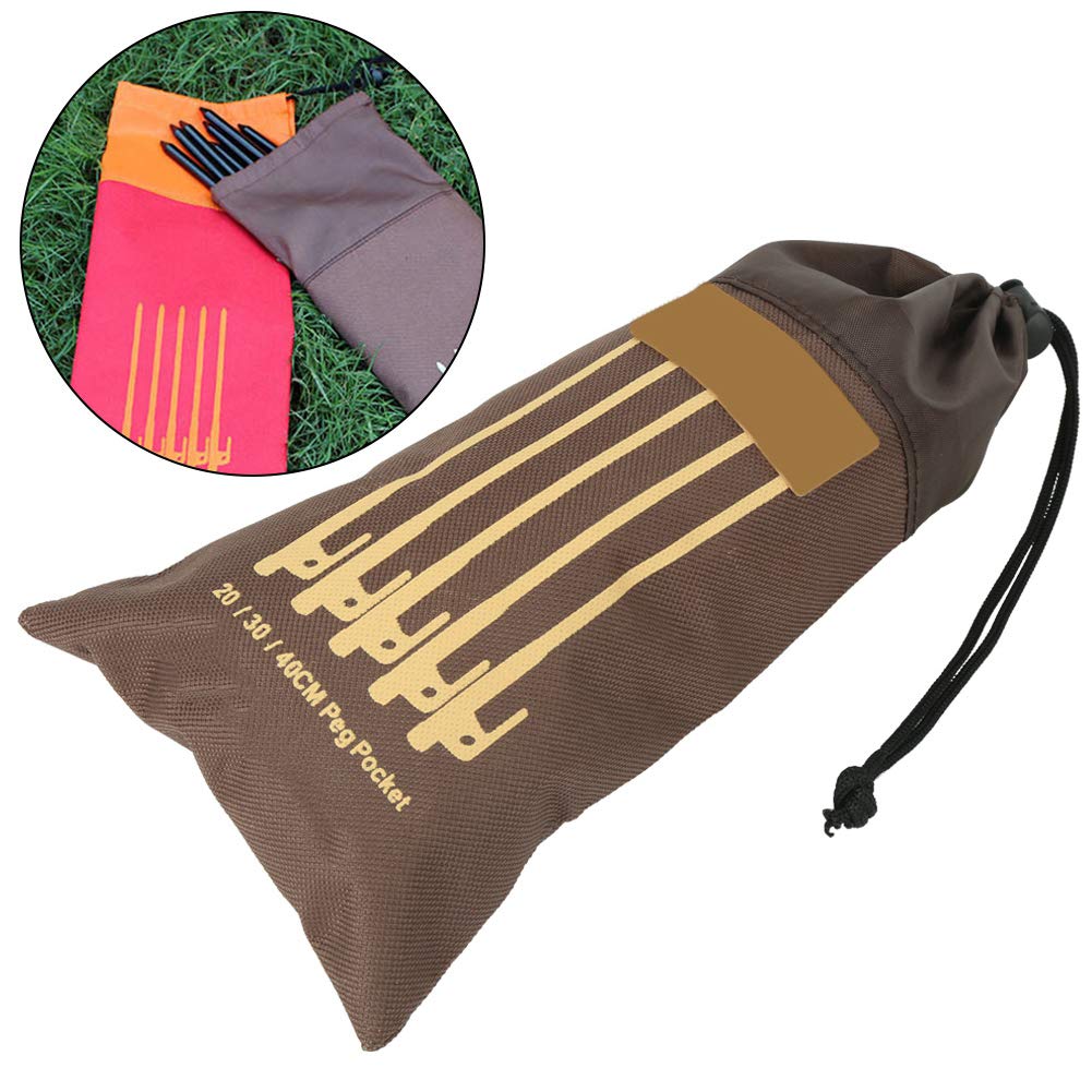 Keenso Heavy Duty Ground Pegs, 2pcs Portable Camping Nail Bag Heavy Duty Tool Pouch Outdoor Tent Nail Hammer Stake Storage Bag