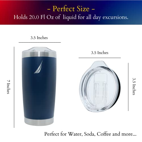Nautica Coffee Mug Tumbler-Vacuum Insulated Double Wall Travel Cup - To Go Reusable Thermos - Stainless Steel Inside and Outer With Slide Lid 20 OZ-Pink