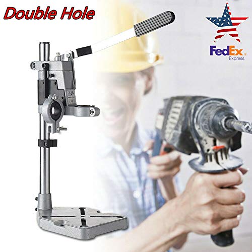 Portable Bench Drill Press Holder Grinder Bracket Stand Clamp Adjustable Angle Double Hole Electric Drill Bracket Bench Drill Stand Clamp for Workbench Repair Fix Kits USA Stock