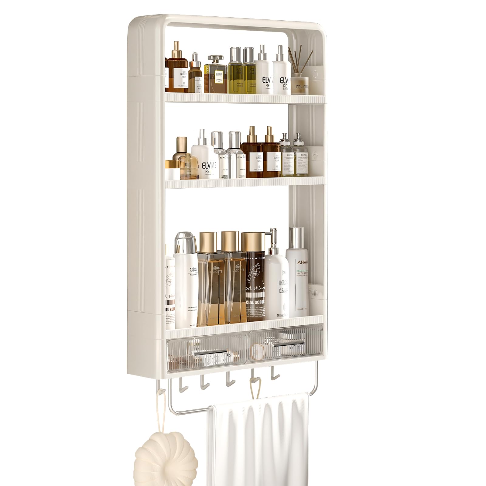 TEABAN Shower Caddy Shelves for Wall: No Drilling 3-Layer Shower Organizer Shower Storage - Large Adhesive Shower Rack